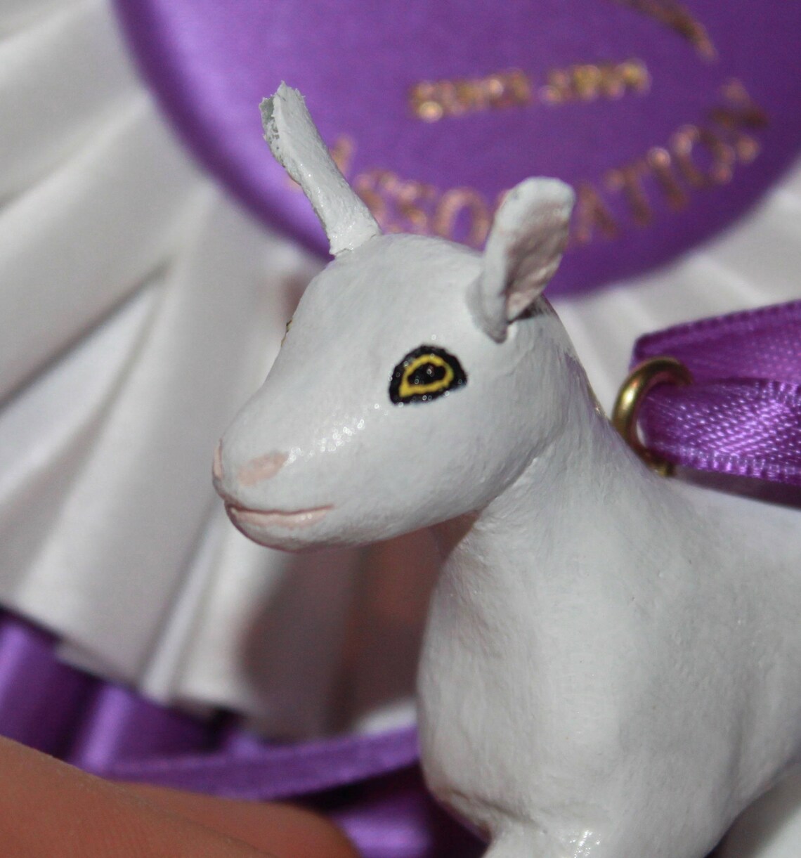 Sweet Saanen Baby Goat With Purple Ribbon Carved From Bass - Etsy