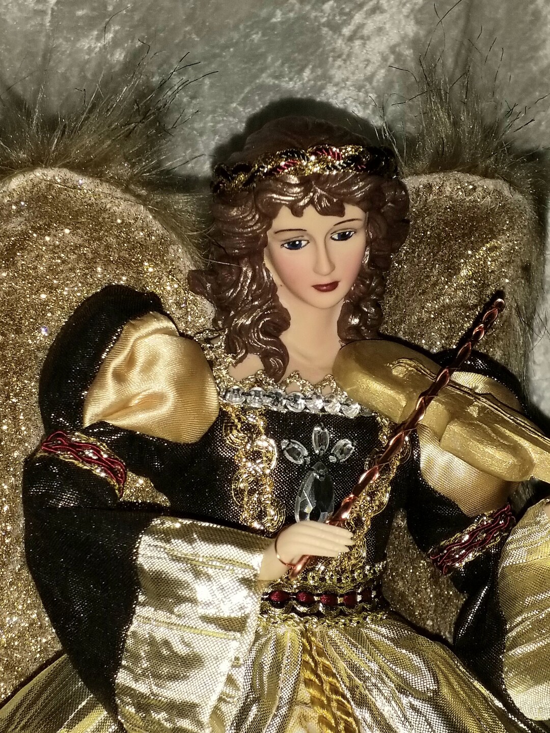 Victorian Christmas Angel Treetopper. Metalic Celestial Mantle - Etsy