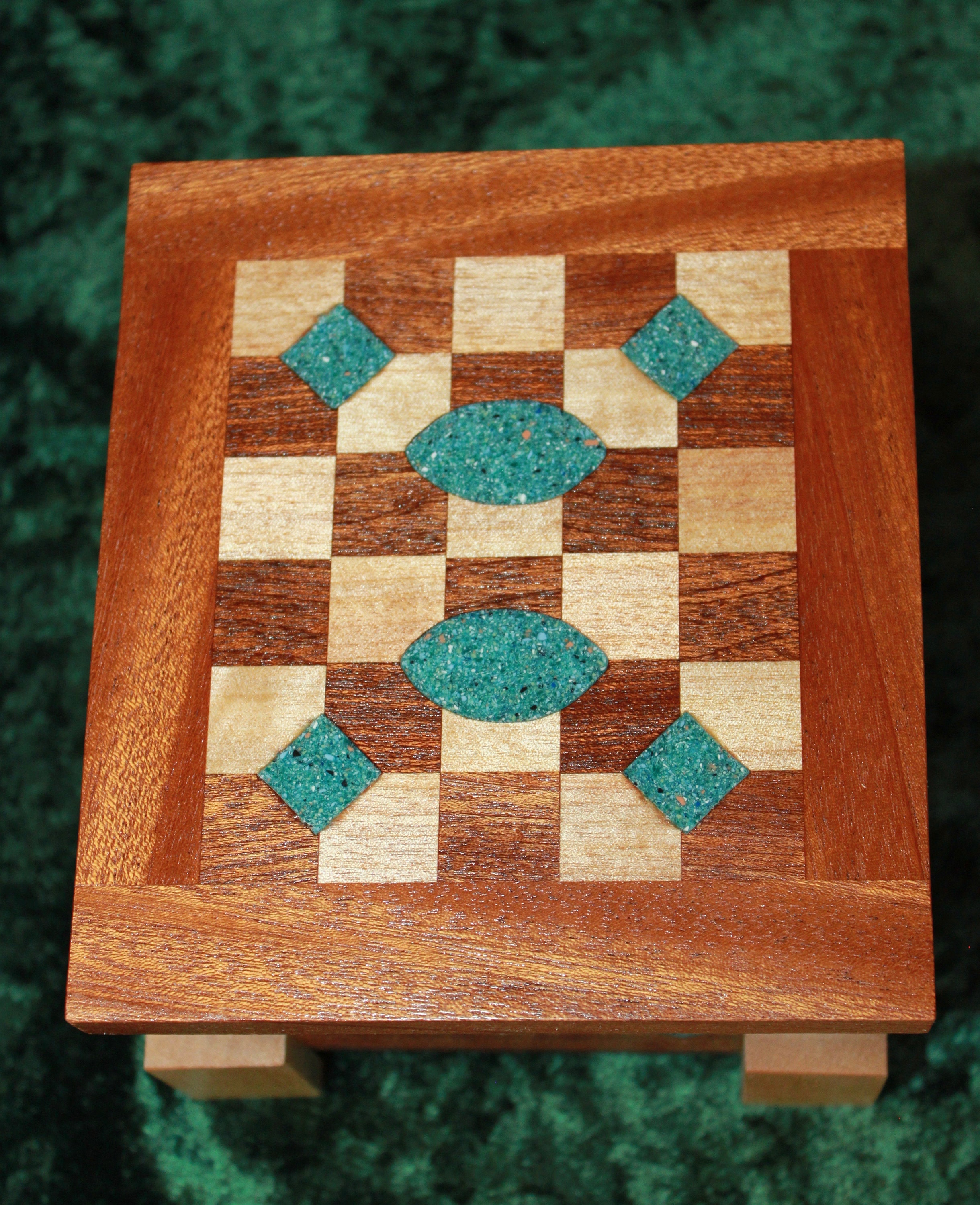 Turquoise Inlaid Jewelry Box. Checkerboard Design, Small Jewelry Box ...