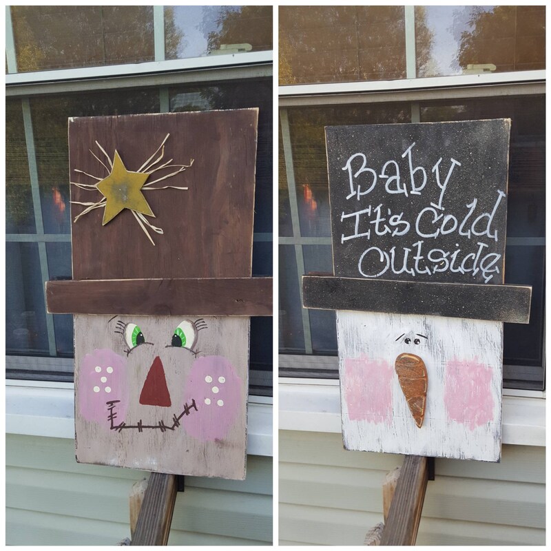 Reversible Snowman Scarecrow - Etsy