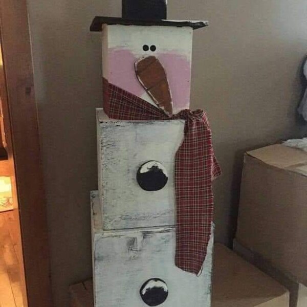 Wooden Snowman - Etsy