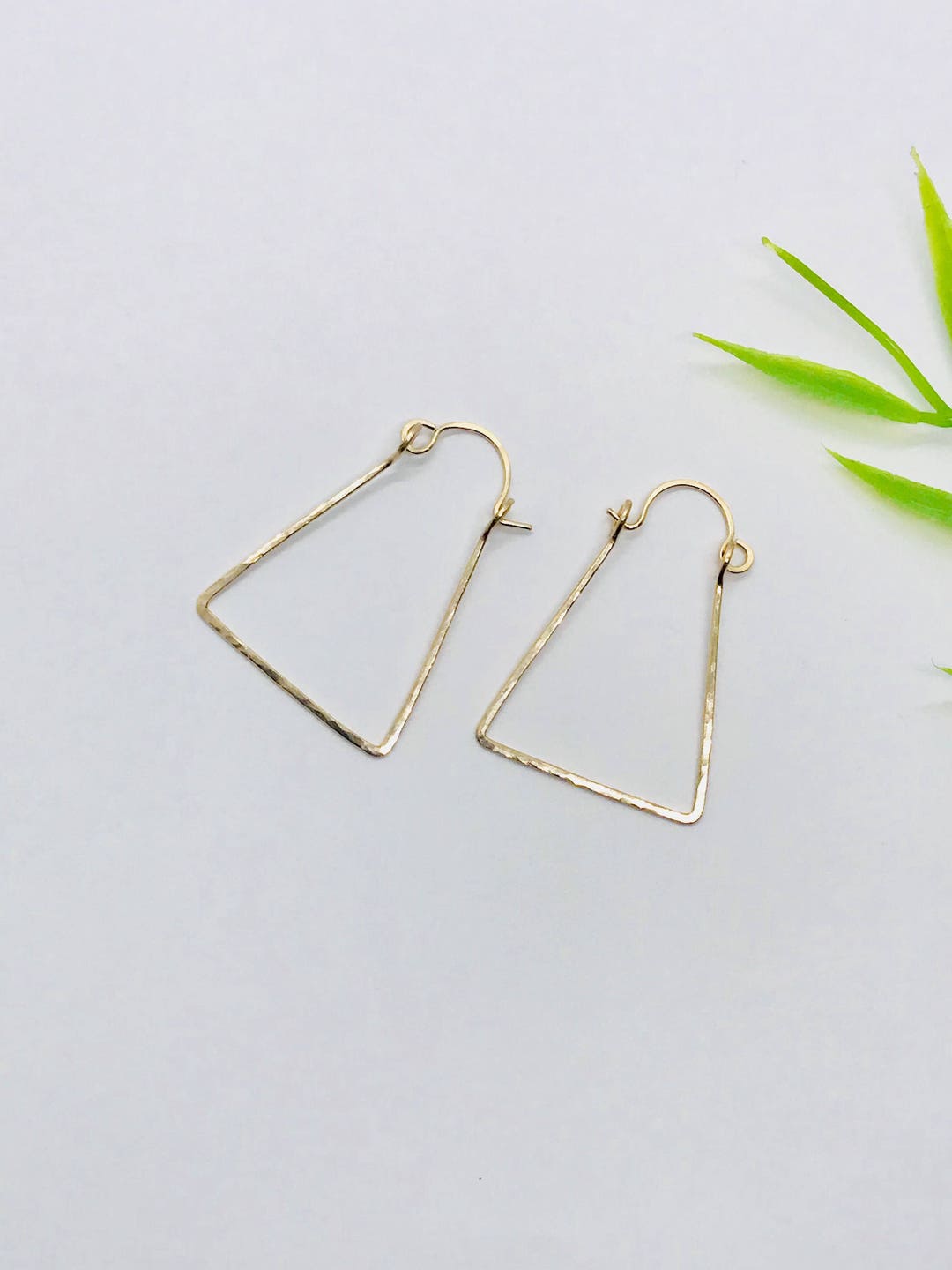 Hammered Angular Hoop Earrings: 14k Gold Fill, Sterling Silver - Etsy
