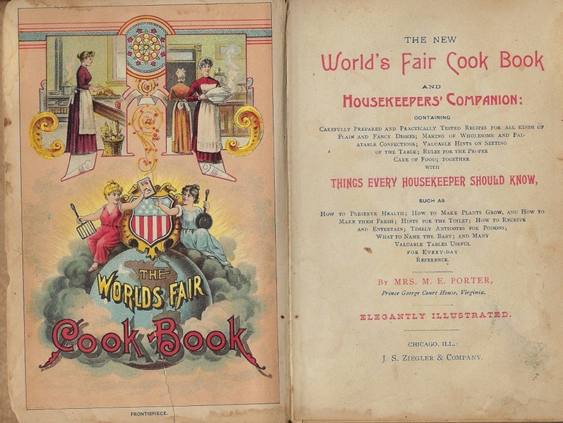 Worlds Fair Cookbook Chicago Page 1893 Handwritten Recipes Digital ...