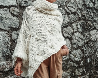 Chunky Knit Poncho - Etsy