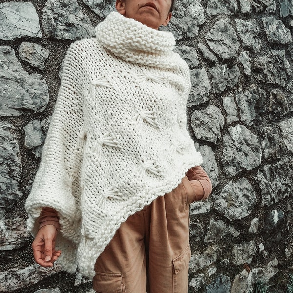 Chunky Knit Poncho - Etsy