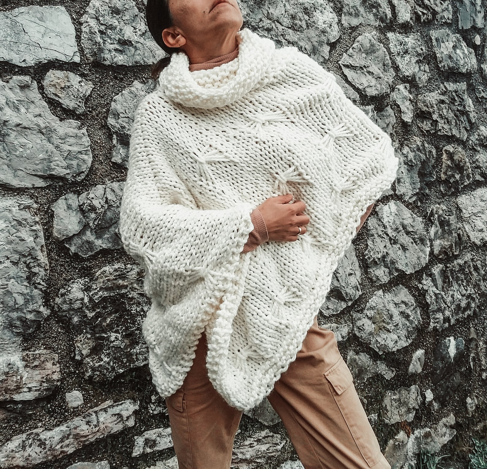 Pattern Poncho Chunky Knit Poncho Pattern beginner - Etsy