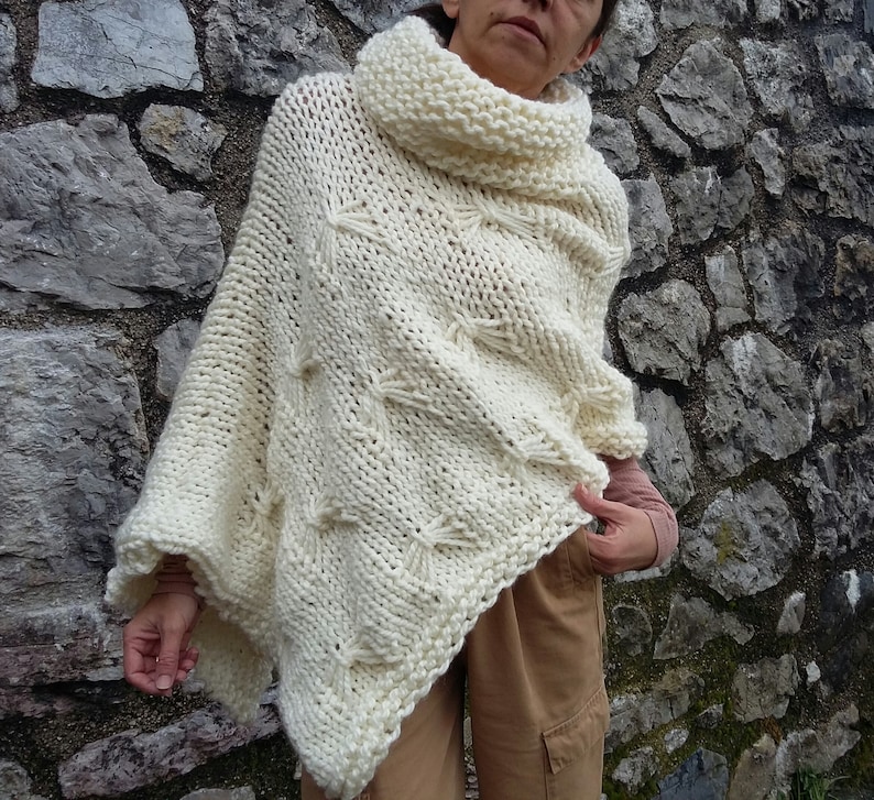 Pattern Poncho Chunky Knit Poncho Pattern beginner - Etsy