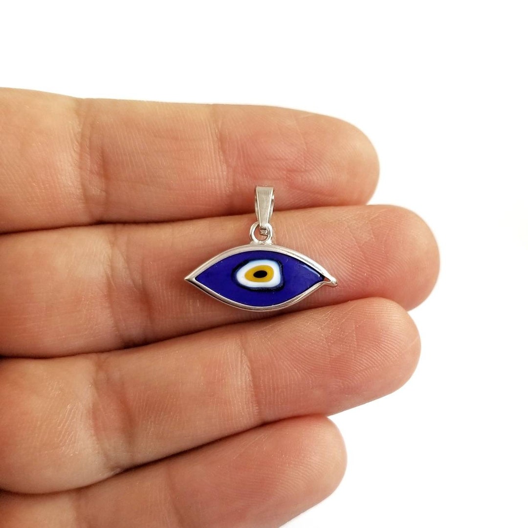 925 Sterling Silver Dark Blue Greek Evil Enamel Eye - Etsy
