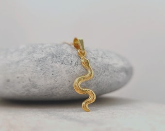 14k Solid Gold Snake Pendant. - Etsy