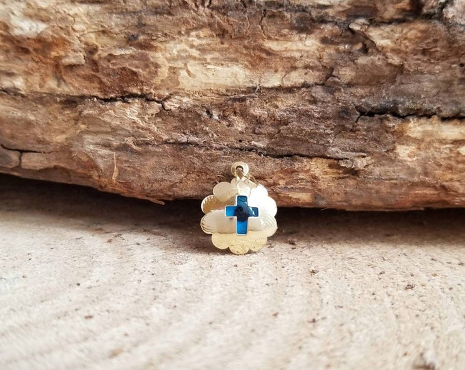 14K Greek Evil Eye Cross Pendant.14k Yellow Solid Gold.good Luck and ...