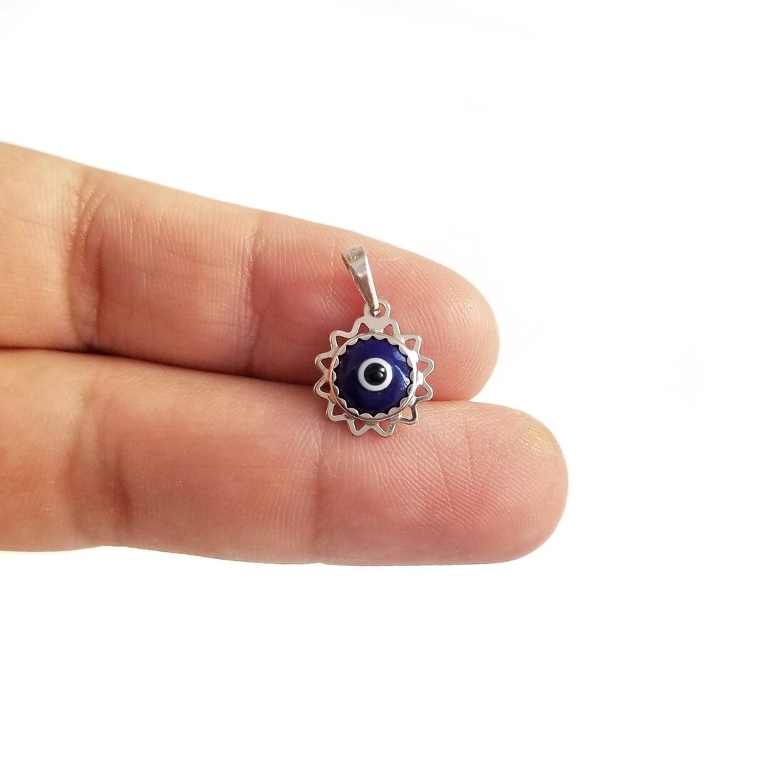 925 Sterling Silver Greek Evil Eye Sun Pendant.dark Blue Sun Evil Eye ...