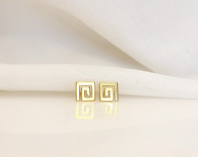 925 Sterling Silver Small Meander Symbol Greek Art Earrings.ancient ...