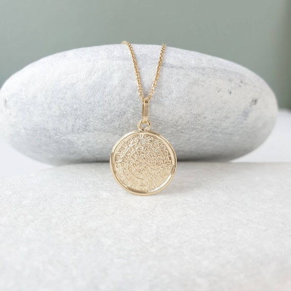 9K Greek Phaistos Gold Disc Pendant Necklace. 9K Yellow Solid | Etsy Canada