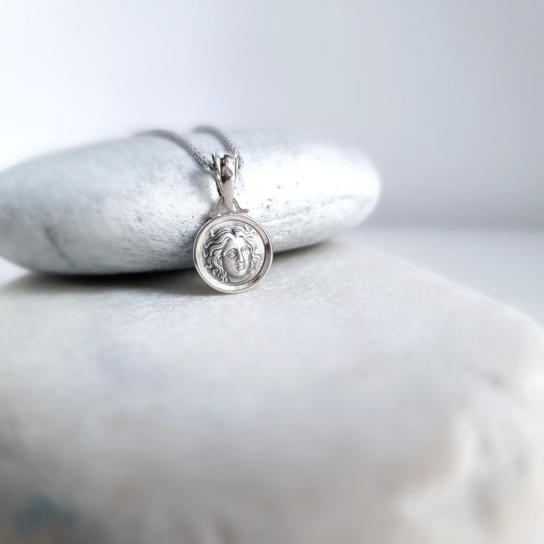 Silver Helios Greek Sun God Coin Pendant. 925 Sterling Silver. Ancient ...