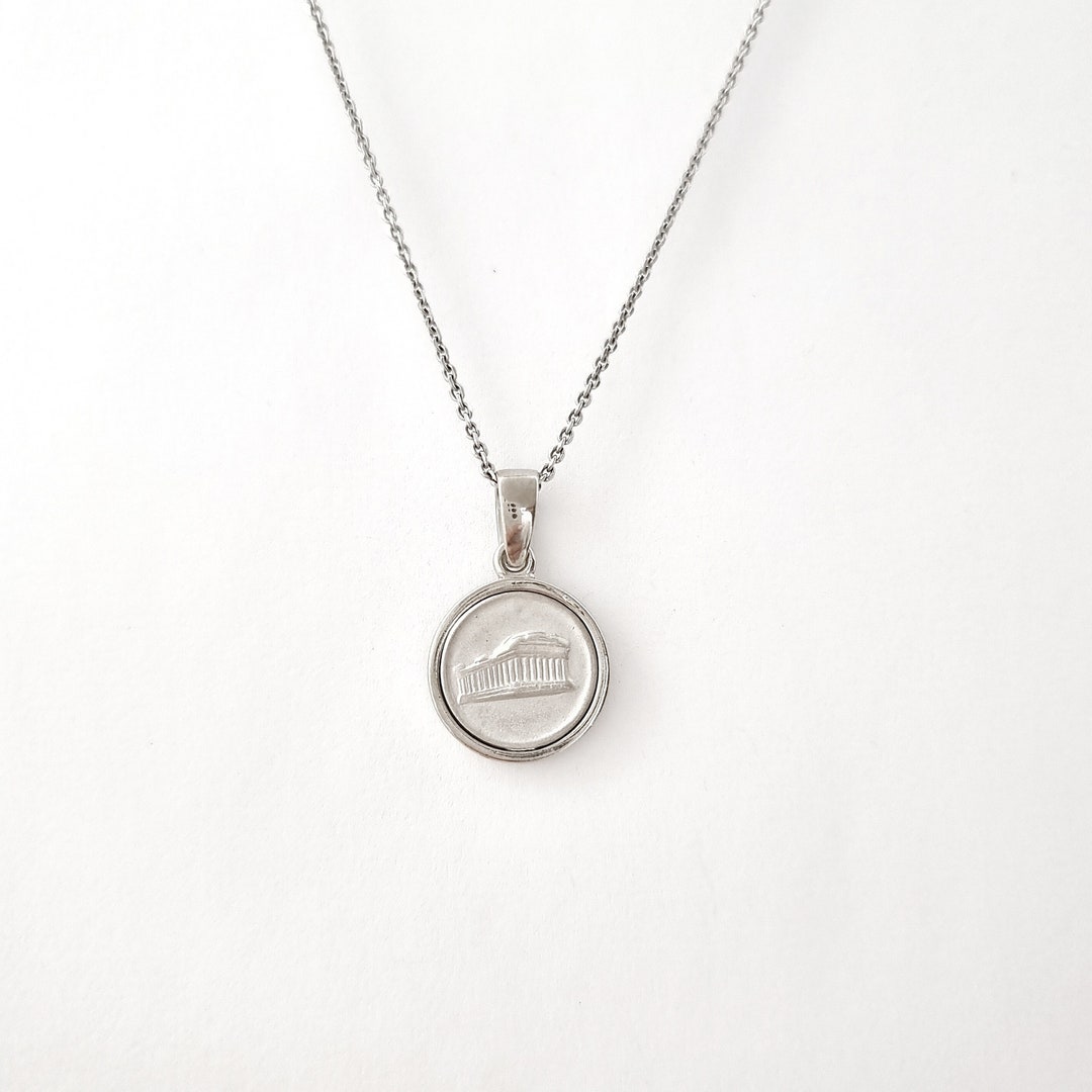Silver Parthenon Acropolis of Athens Pathenon Coin Pendant. 925 ...