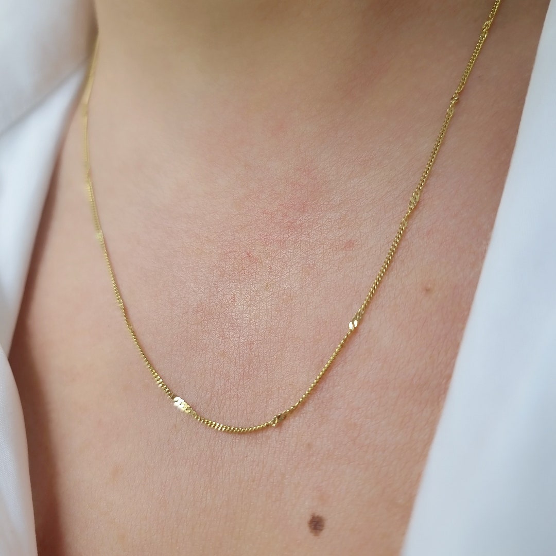 925 Solid Sterling Silver Chain 50cm 19.7 Necklace. Gold Plated Silver ...