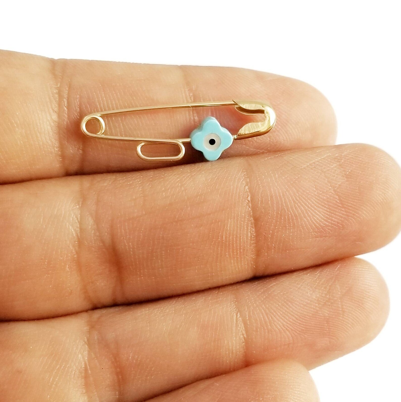 9K Tiny Greek Evil Eye Βlue Daisy Baby Kid Pin Brooch.9k - Etsy