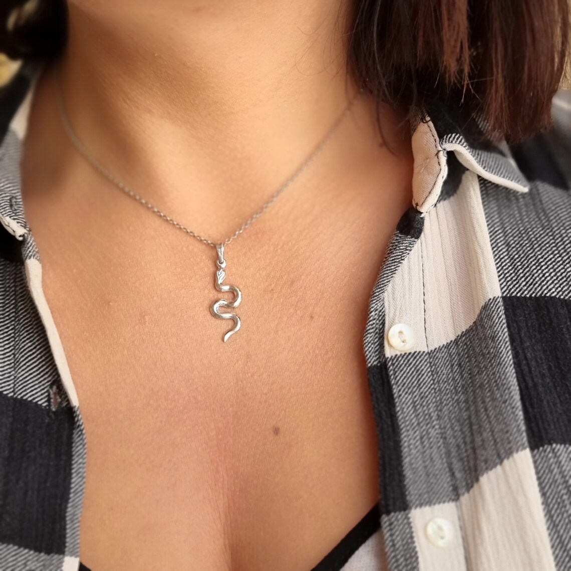 925 Sterling Silver Snake Pendant Necklace. Snake Pendant. | Etsy