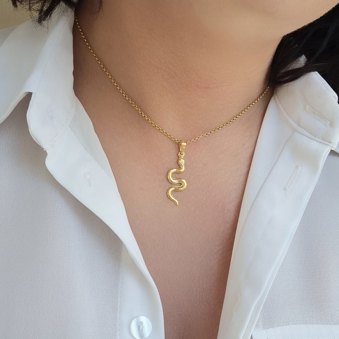925 Sterling Silver Snake Pendant Necklace. Snake Pendant. - Etsy