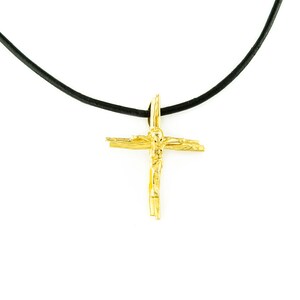 14K Solid Yellow Gold Small Jesus Cross Pendant Crucifix. Artistic ...