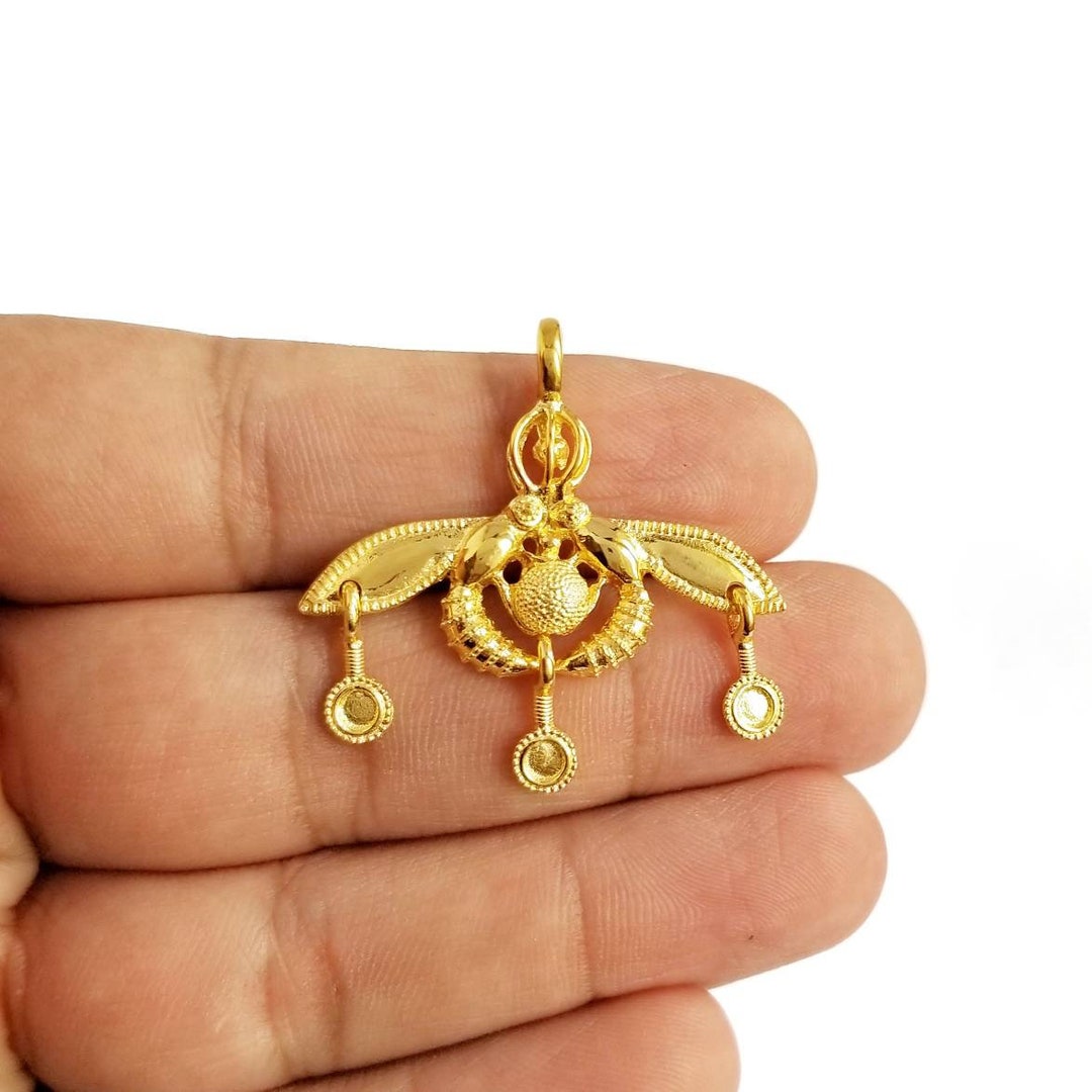925 Sterling Silver Gold Bees Ancient Greek Pendant Necklace.24k Yellow ...