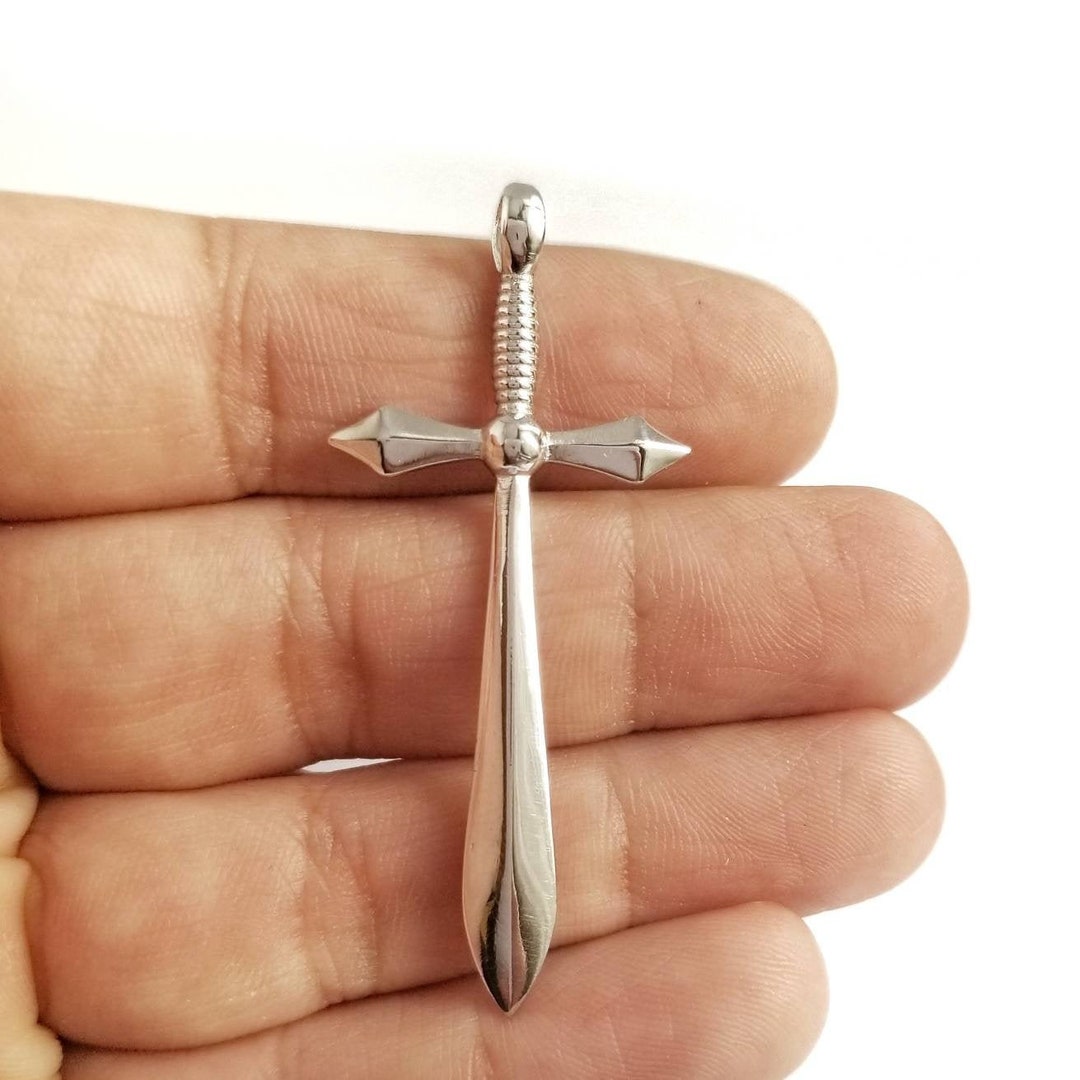 925 Sterling Silver Sword Pendant Necklace. Ancient Medieval Sword ...