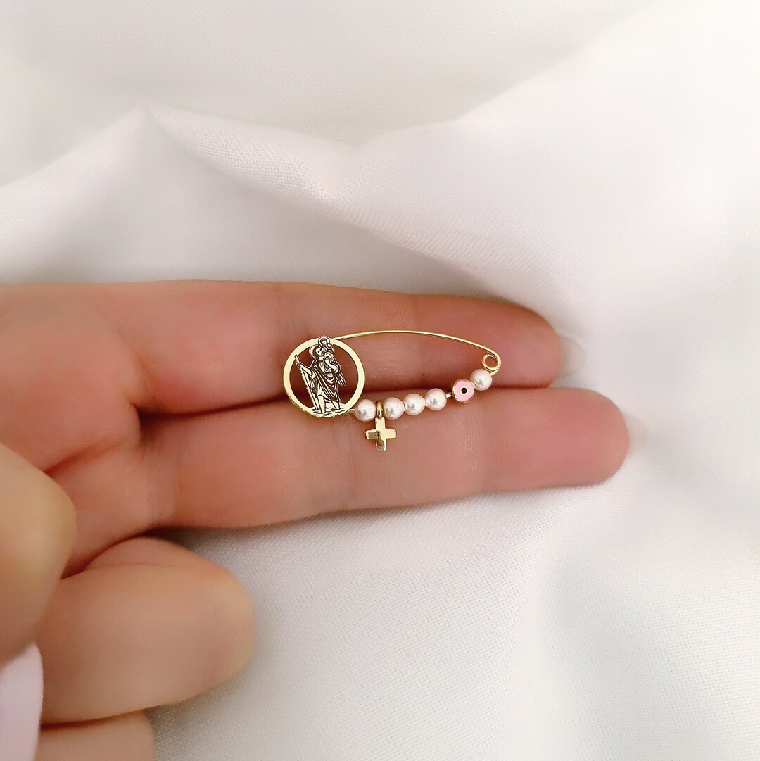 Baby Greek Tiny Evil Eye Cross Saint Christopher Jesus Safety - Etsy