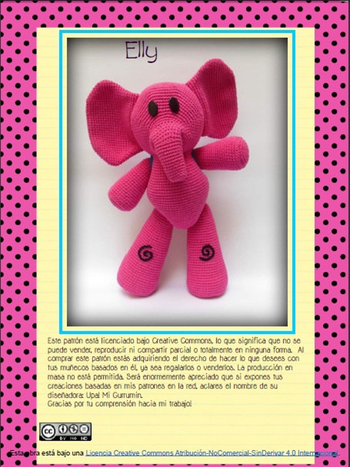 Elly the Elephant Pocoyo Amigurumi PDF Pattern (Instant Download) - Etsy
