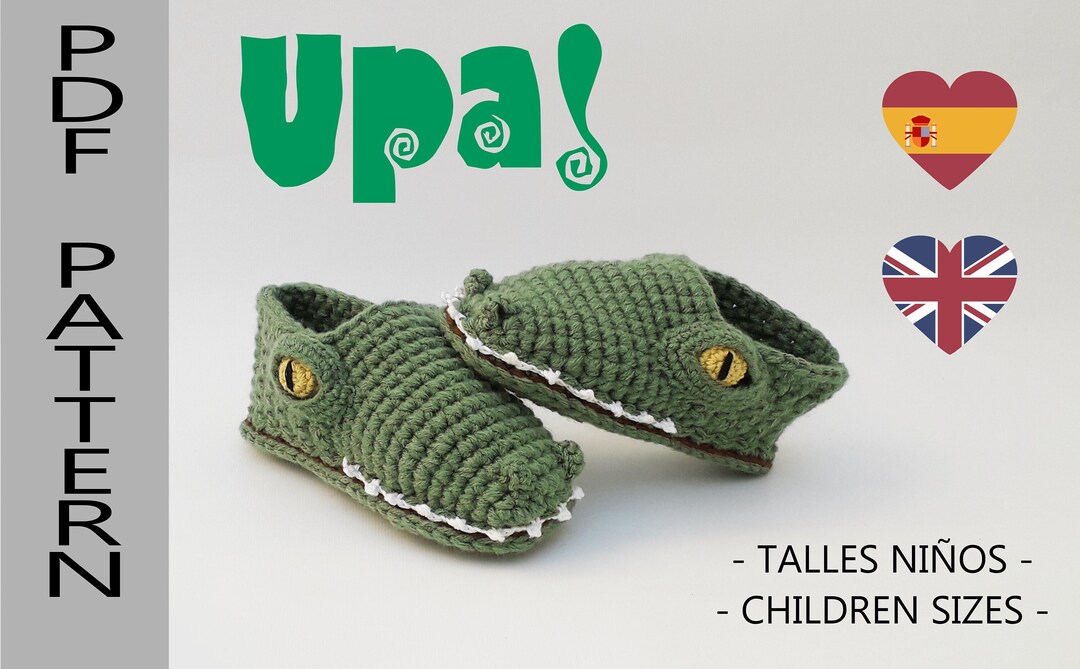 Crocodile Slippers Children Sizes Crochet PDF Pattern - Etsy