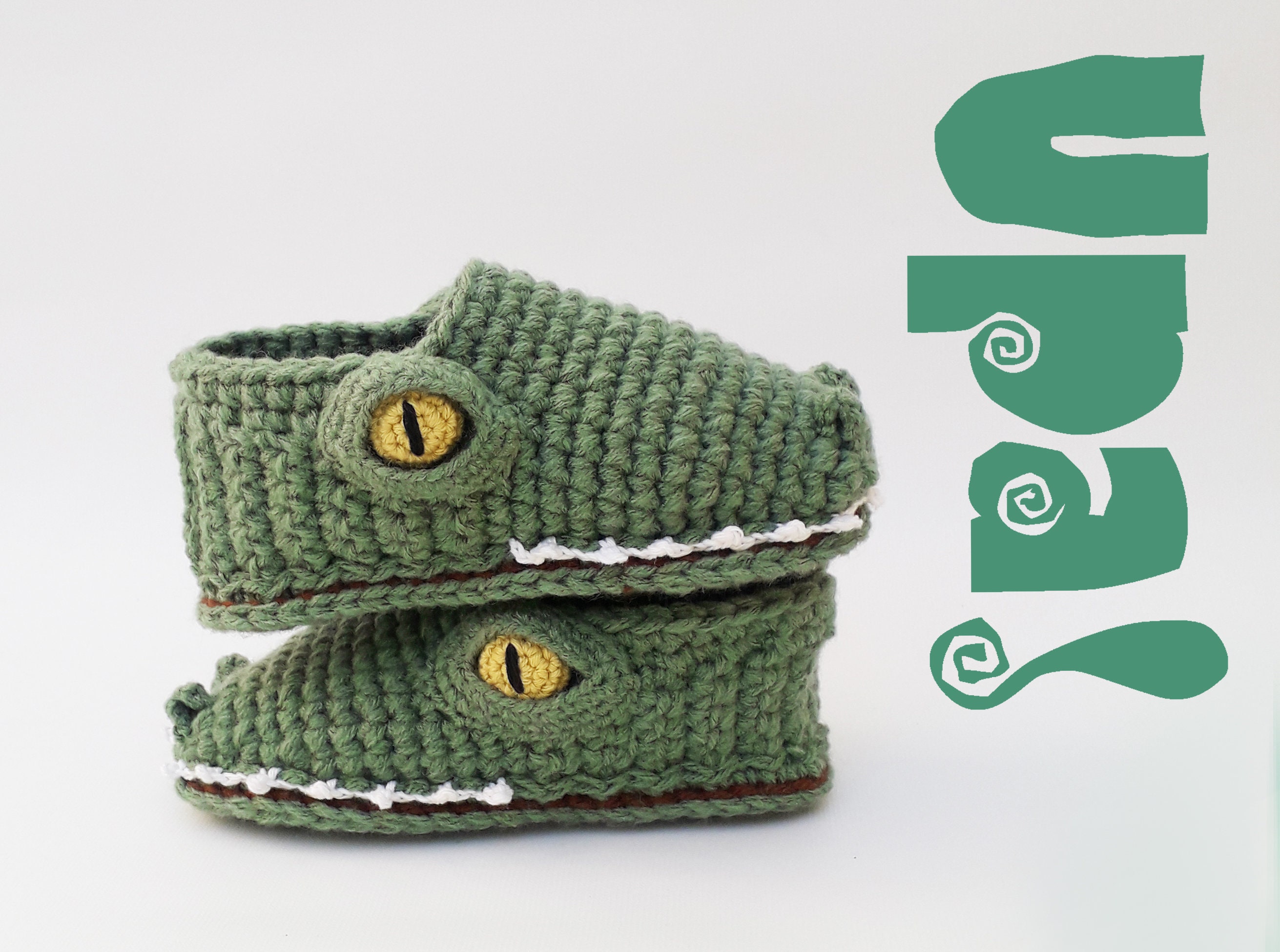 Crocodile Slippers Children Sizes Crochet PDF Pattern - Etsy