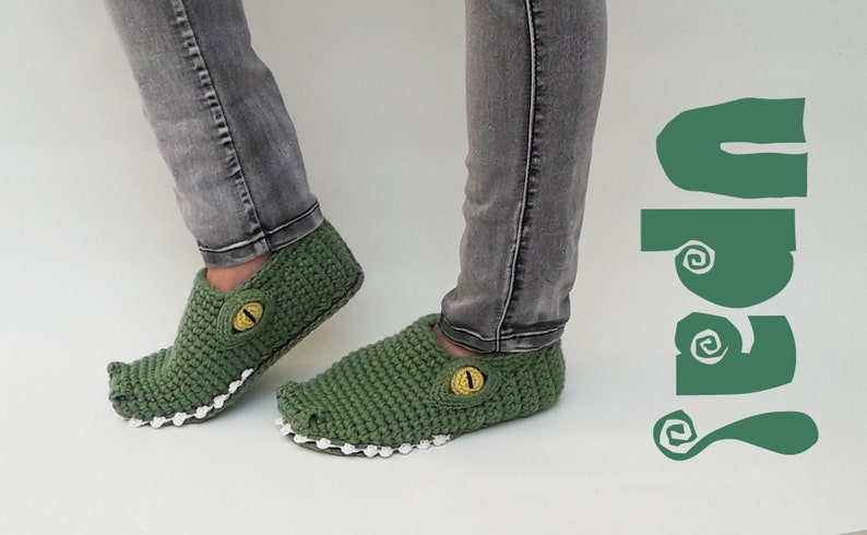 Crocodile Slippers Crochet - Adult Sizes - Etsy Canada