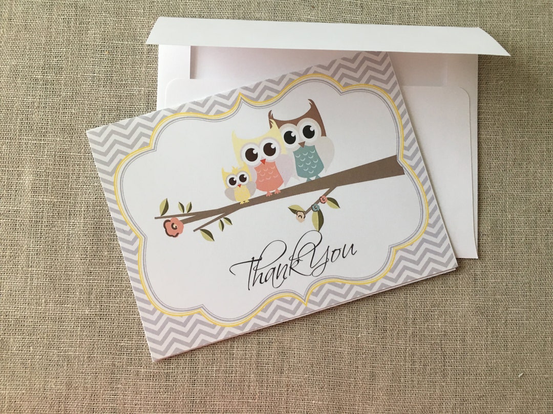 Owl Family Thank You Card Template DIGITAL - Etsy