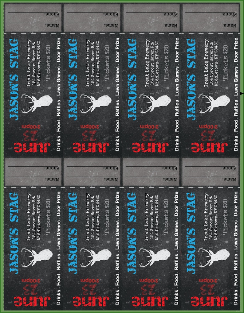 STAG BUCK Bachelor EVENT Tickets Diy - Digital - Printed Options - Etsy