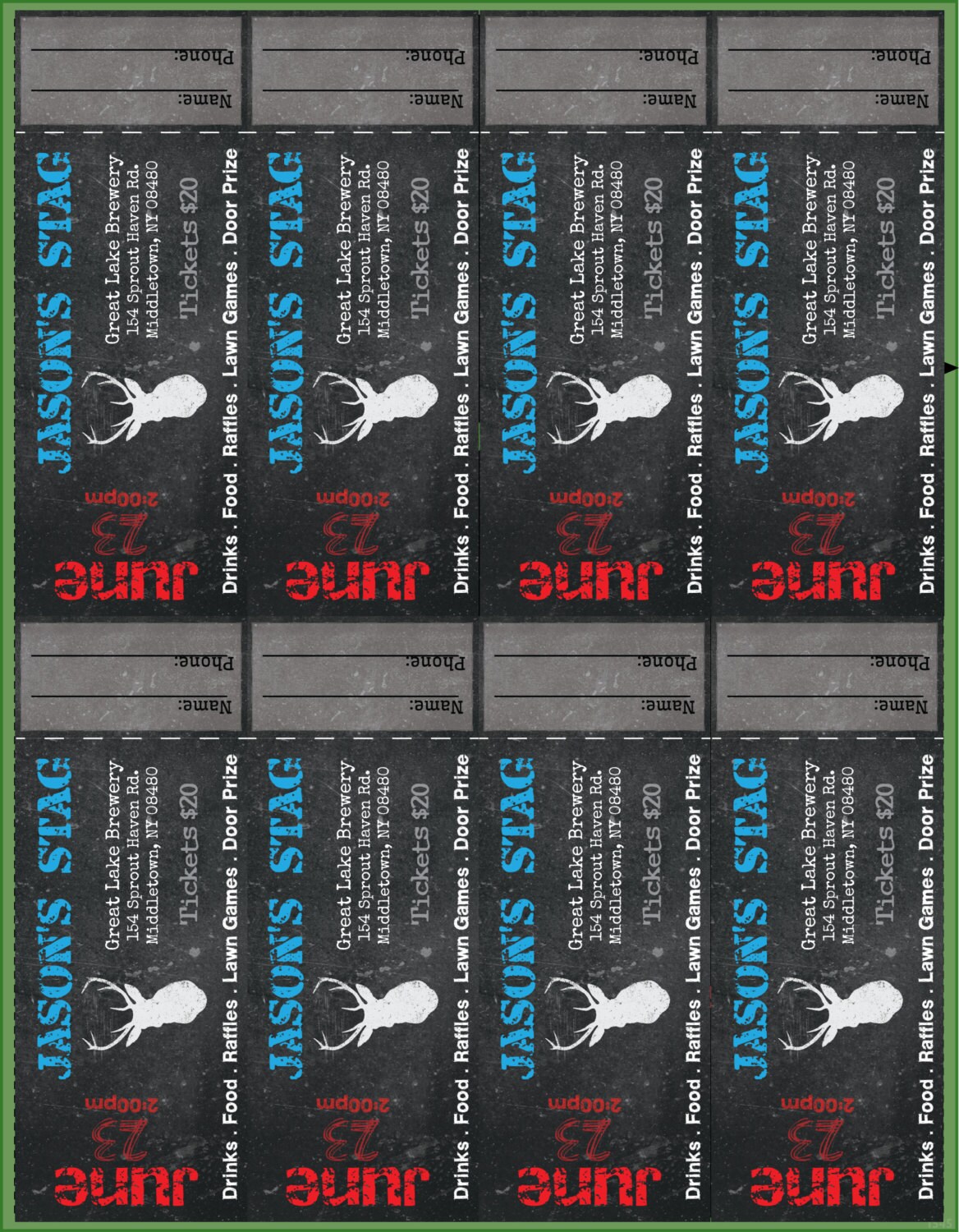 STAG BUCK Bachelor EVENT Tickets Diy - Digital - Printed Options - Etsy