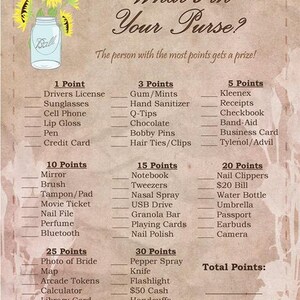CUSTOM What's in Your Purse List Game DIGITAL - Etsy