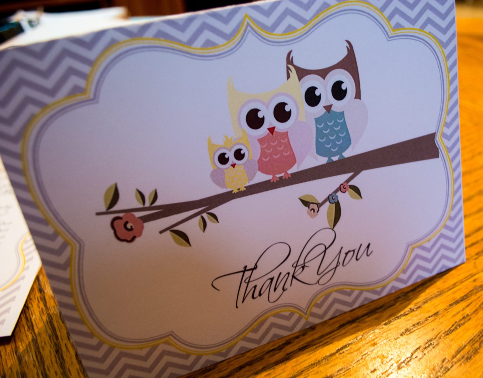 Owl Family Thank You Card Template DIGITAL - Etsy