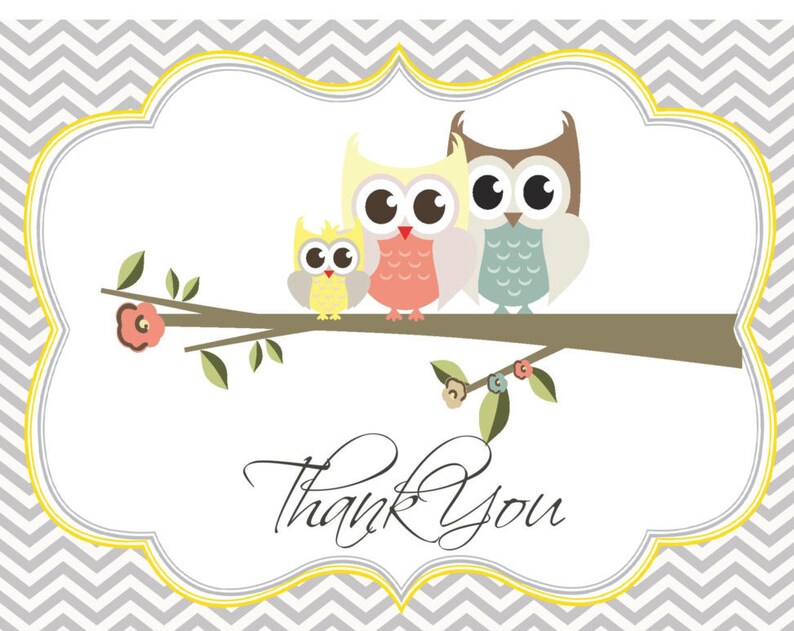Owl Family Thank You Card Template DIGITAL - Etsy