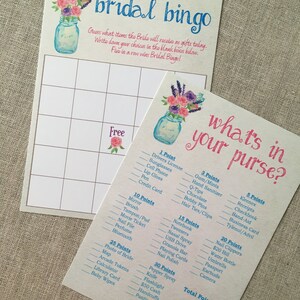 Pink Purple & Blue Mason Jar Flowers What's in Your Purse Watercolor ...