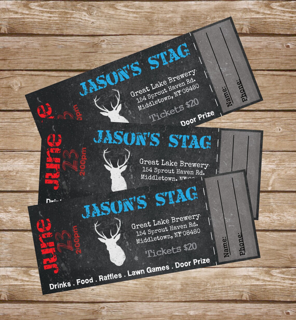 STAG BUCK Bachelor EVENT Tickets Diy - Digital - Printed Options - Etsy