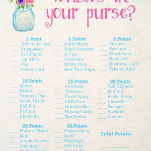 COMBO Watercolor Flowers & Mason Jar Bridal Bingo and What's in Your ...