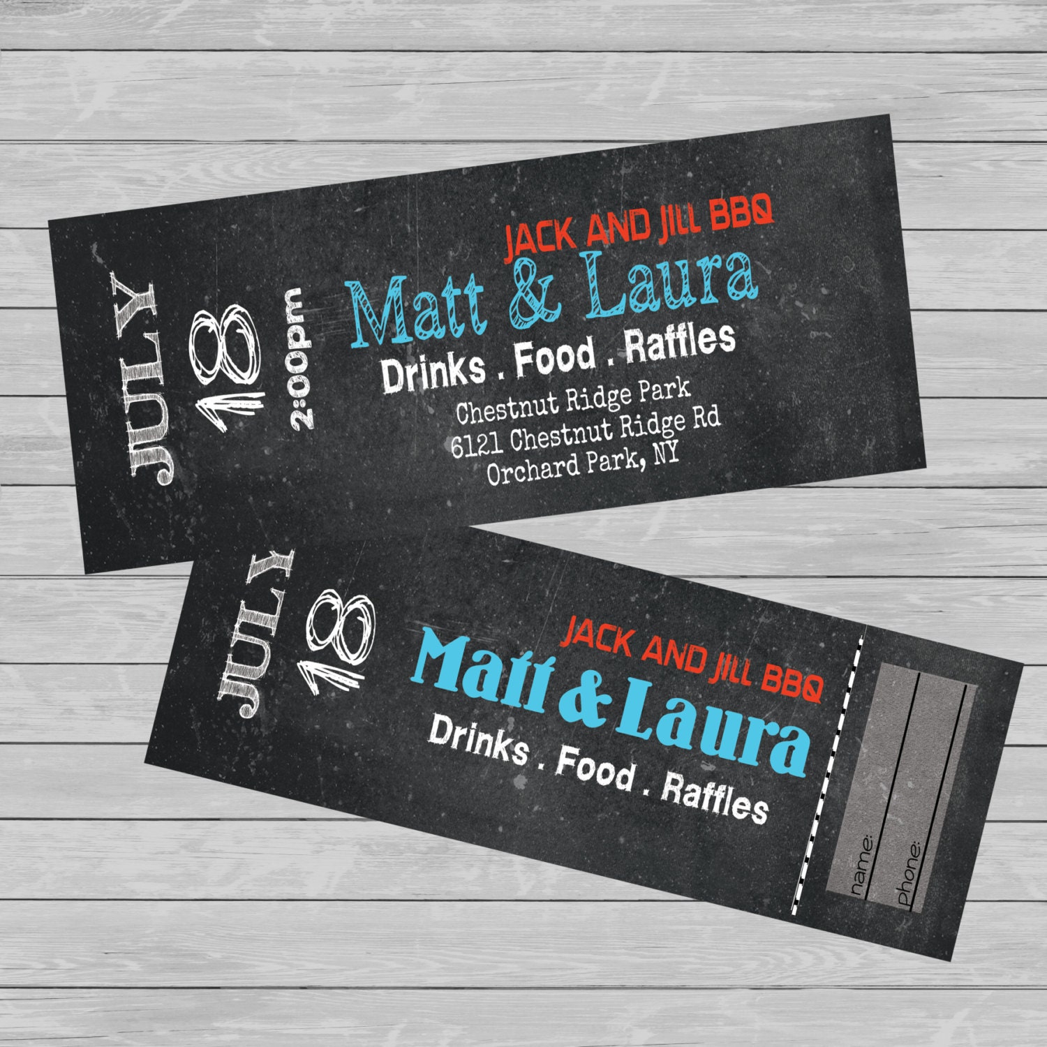 COMBO BUNDLE Jack & Jill Invite and Ticket BBQ - Custom - Print ...