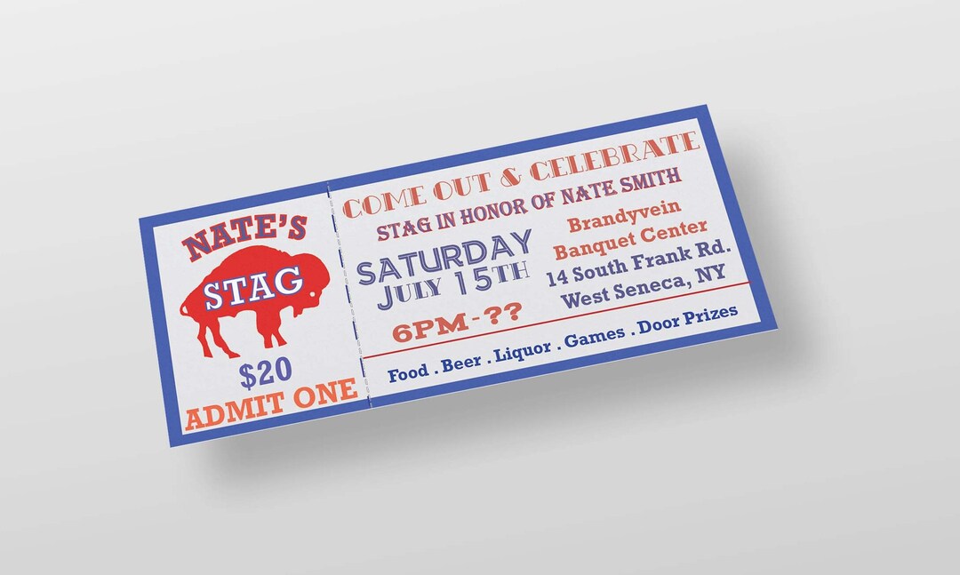 Old School Buffalo Stag Ticket - STAG - EVENTS - CUSTOM Tickets! - Etsy