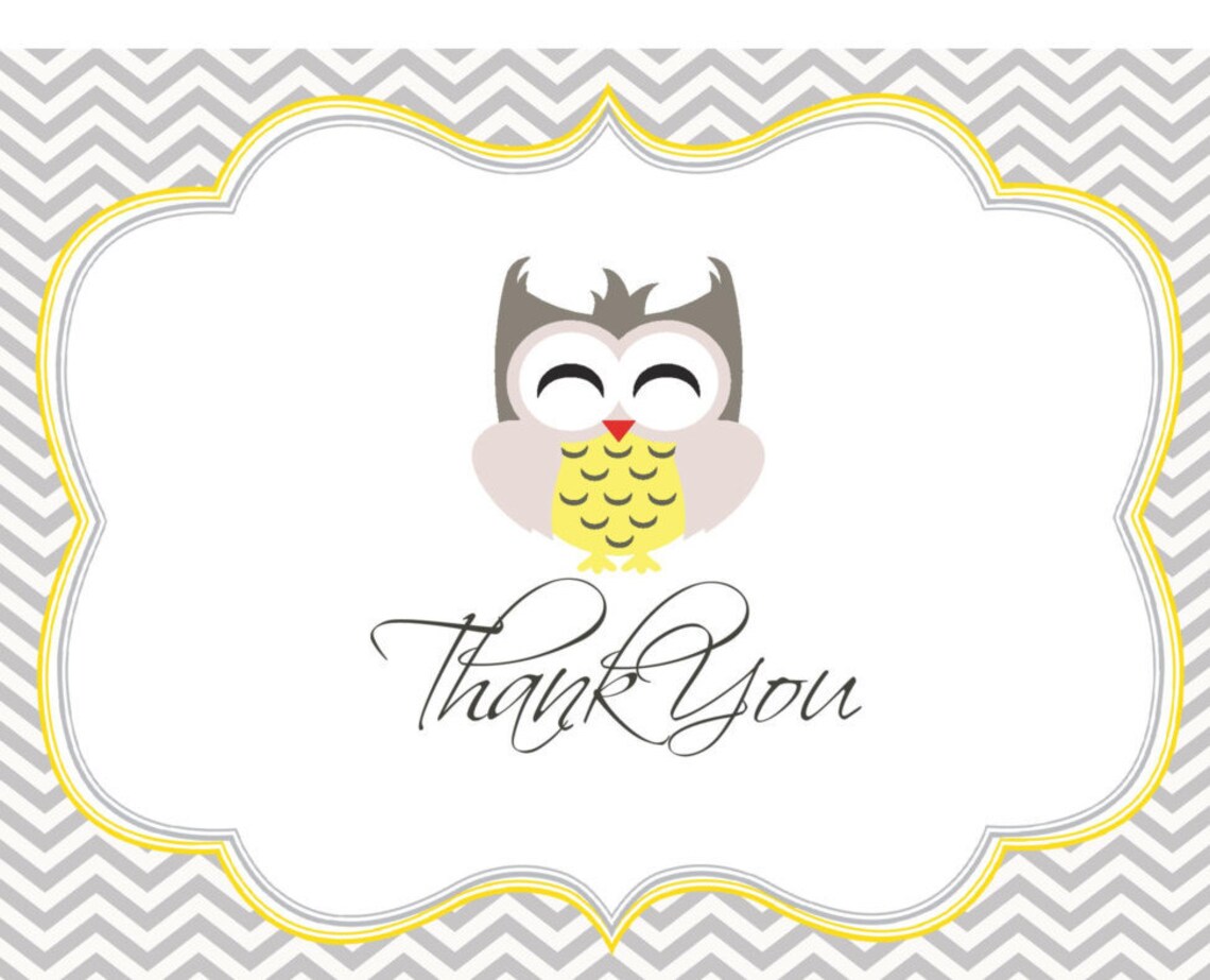 OWL Thank You Card DIGITAL - Etsy