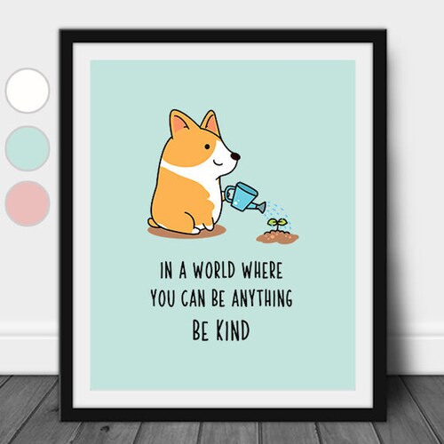 Coffee Wall Decor Corgi Kitchen Art Print Dog Coffee Wall | Etsy