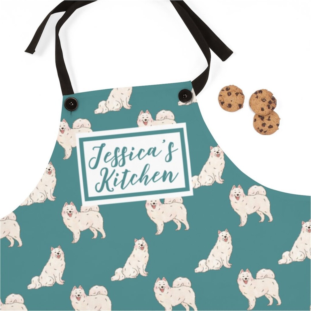Custom Dog Apron, Samoyed Aprons, Dog Personalized Cooking Baking Apron ...