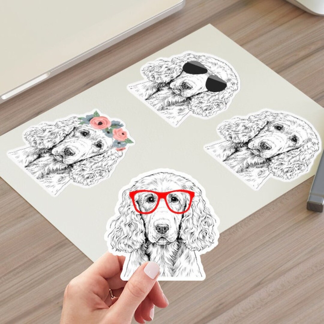 English Cocker Spaniel Sticker Sheet, Vinyl Stickers, Floral Sunglasses ...