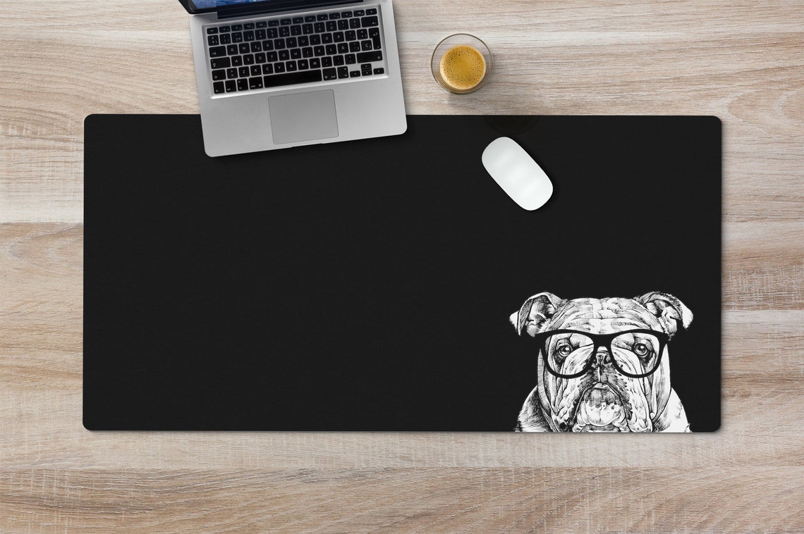 English Bulldog Large Desk Mat Dog Mousepad Black Desk Pad | Etsy
