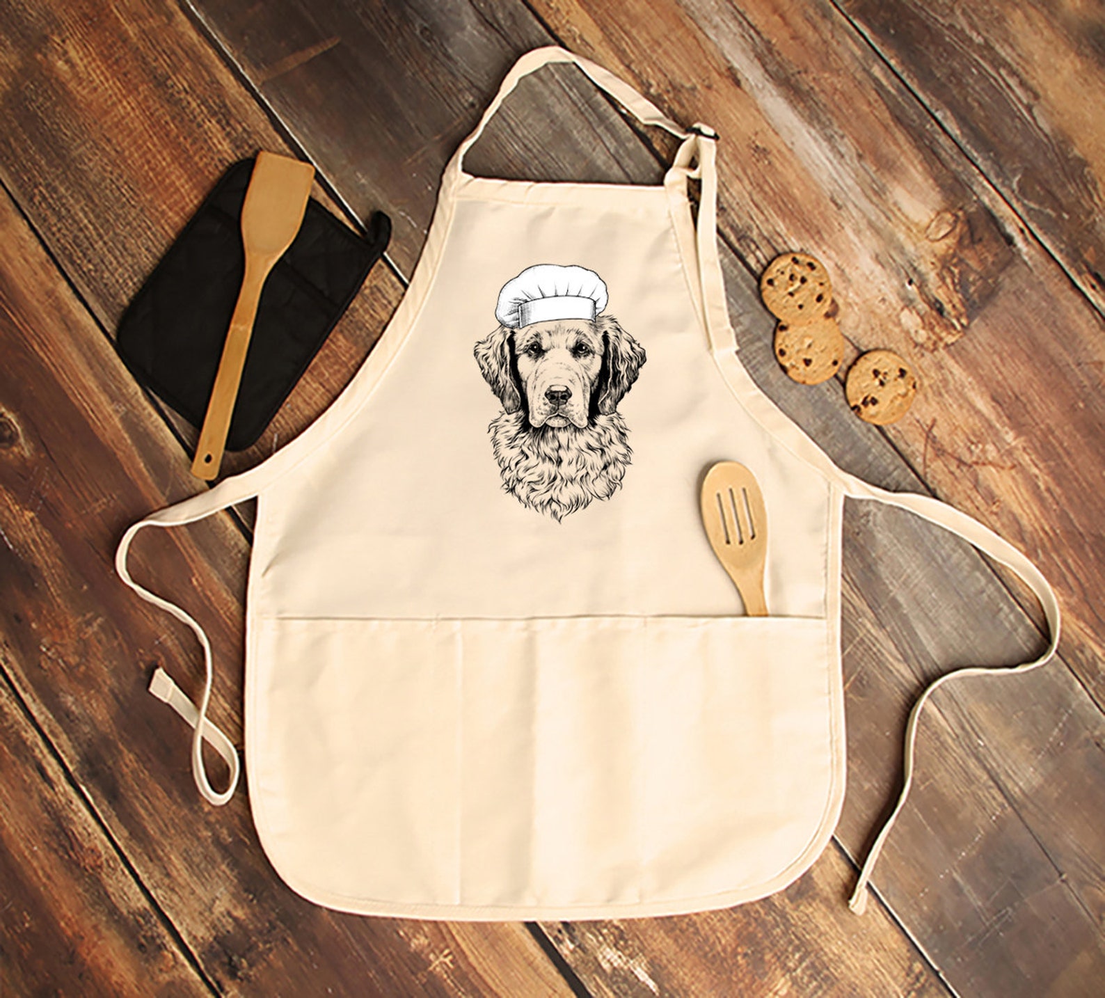 Golden Retriever Apron, Golden Mom Aprons With Pockets, Dog Lovers ...