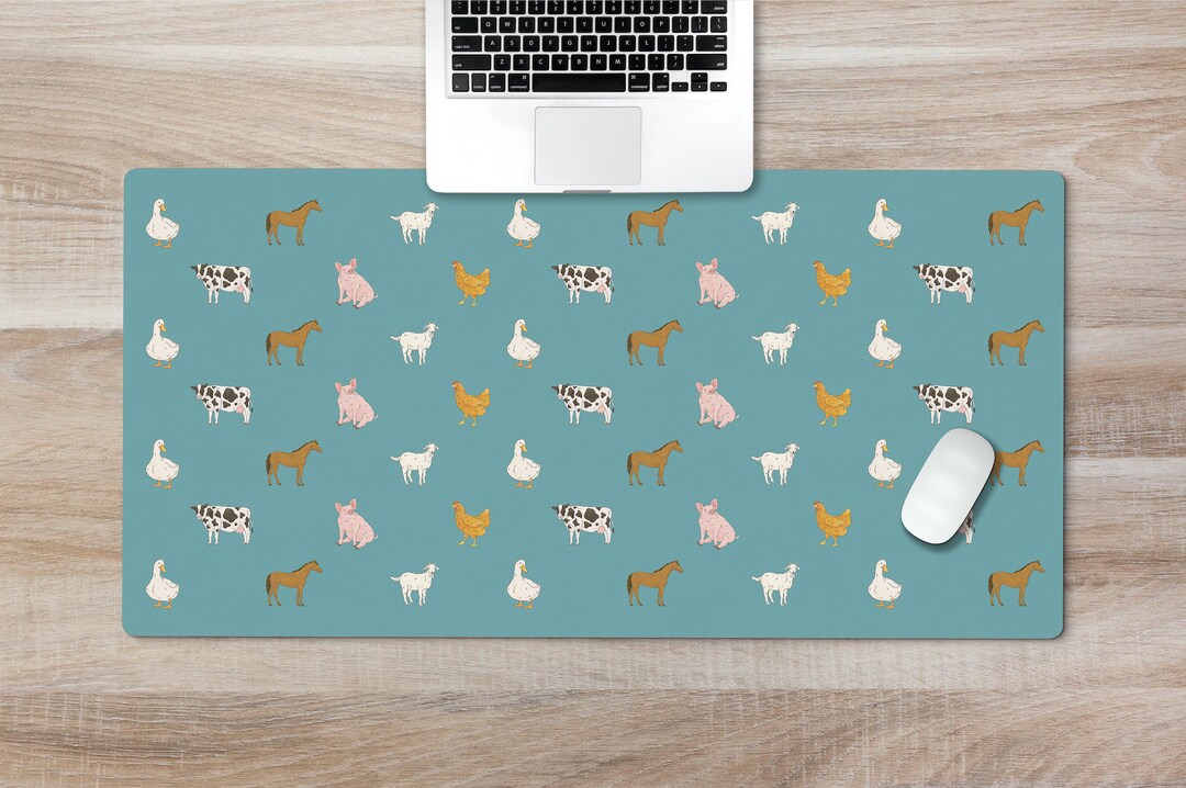 Farm Animal Large Desk Mat, Farmer Mousepad, Cute Mouse Pad With Wrist ...