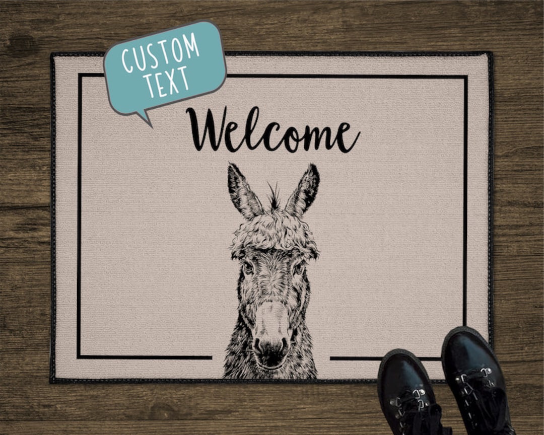 Donkey Door Mat, Farm Animal Custom Farmhouse Doormat, Personalized ...